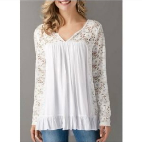 Sundance | Tops | Sundance Cream Eyelet Lace Long Sleeve Top | Poshmark